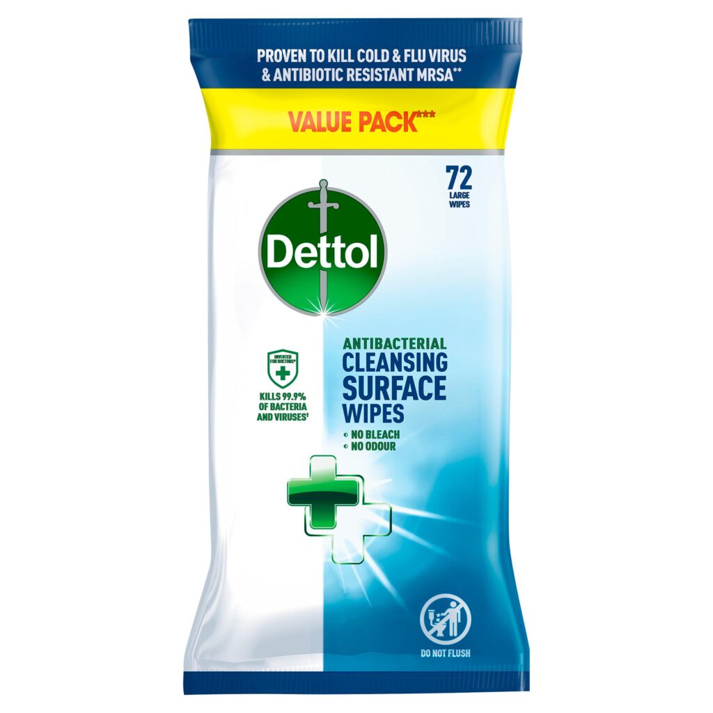 Dettol Antibacterial Disinfectant Multi Surface Cleaning Wipes x72 ...
